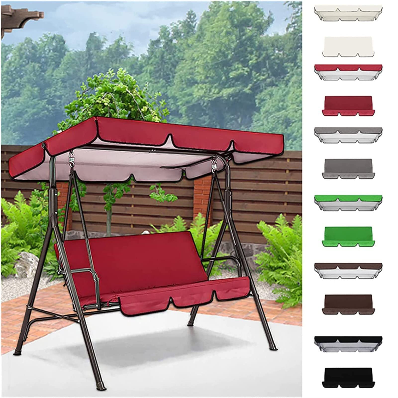 YUUAND Rocking Chair Polyester Canopy with Seat Cushion Cover Set - Waterproof Polyester Top Swing Canopy Cover UV Block Sun Shade for Outdoor Patio Yard Park Porch Balcony Backyard Seat