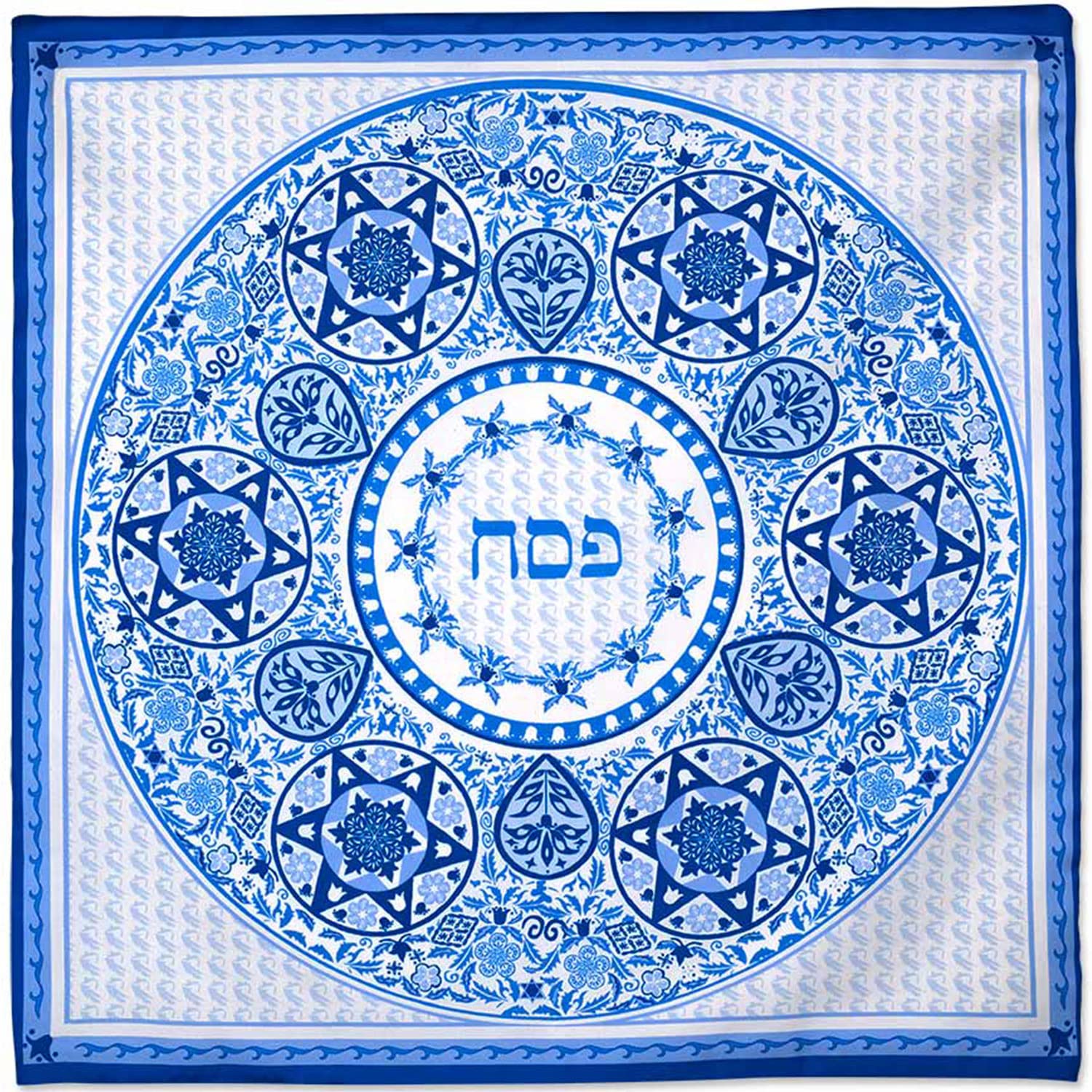 Aviv Judaica Prestigious Passover Seder Dinnerware Renaissance Set, Includes Round Porcelain Seder Plate, Square Matzo Tray, Silk Matza Cover & Afikoman Bag Magnificent Passover Decoration Dishware