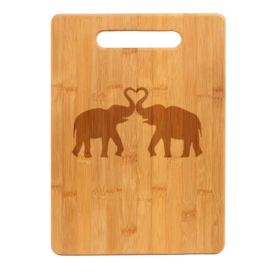 Bamboo Wood Cutting Board Elephants Making Heart