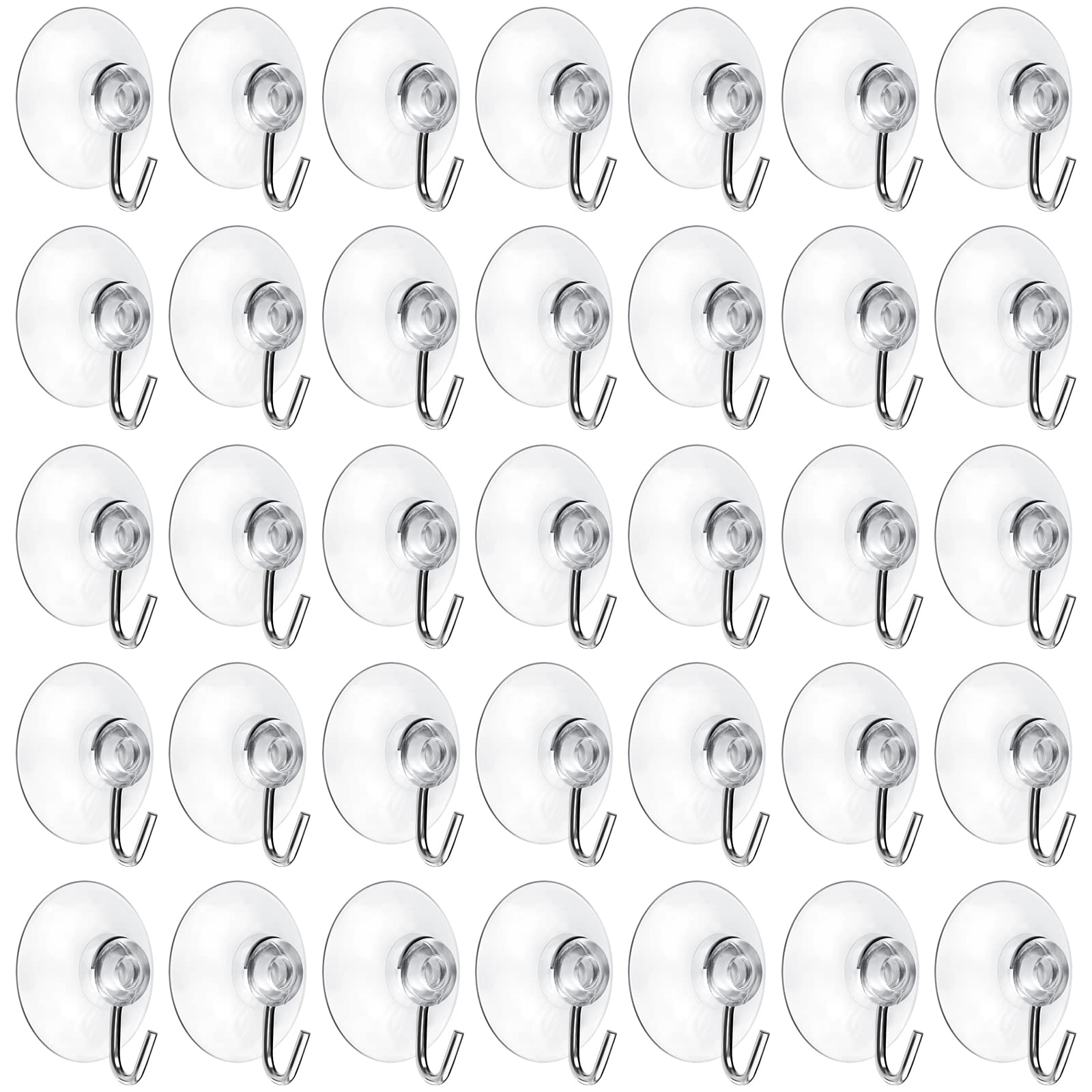 Mudder Suction Cup Hooks Wall Hooks 1.77 Inch Clear Suction Cups with Metal Hooks for Window Glass Kitchen Wall Towel Hooks Hangers Supplies for Christmas Light Decorations(80 Pieces,30 mm)