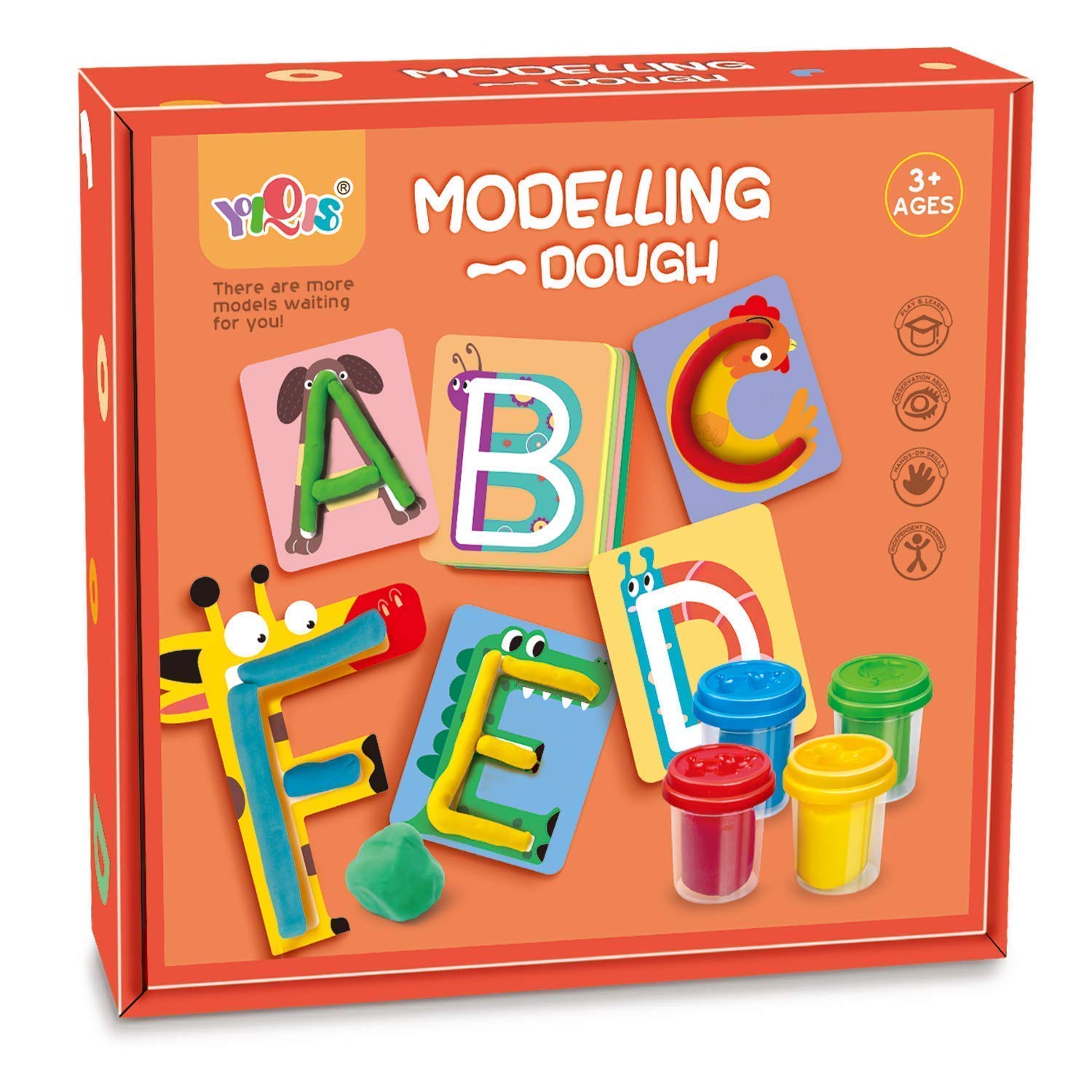 Dough Preschool Education Recognition Fundamental Starter Set, Alphabet Shape and Learn Letters and Language, 3 Years and Up with 4 Colors Dough