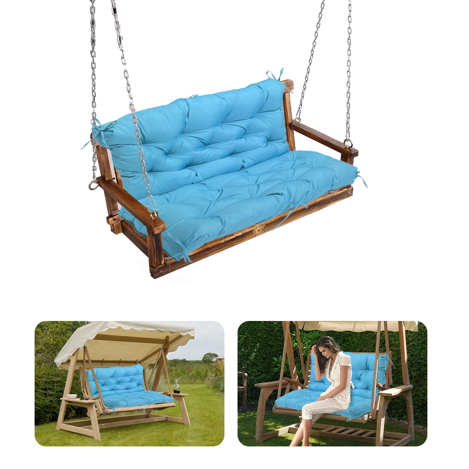 Porch Swing Cushions, Swing Cushions for Outdoor Furniture, Non-slip and Easy-to-Clean Replacement Cushions for Outdoor Swing, Available for 2-3 Persons (48Ć40,Peacock Blue)