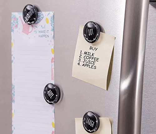BabyPop! Newest Design Black 12 Pack Round Glass Refrigerator Magnets, Trendy Inspirational Magnet Gift Set for Fridge Cute Decorative Motivational Whiteboard Magnets for Office Locker Home & Kitchen