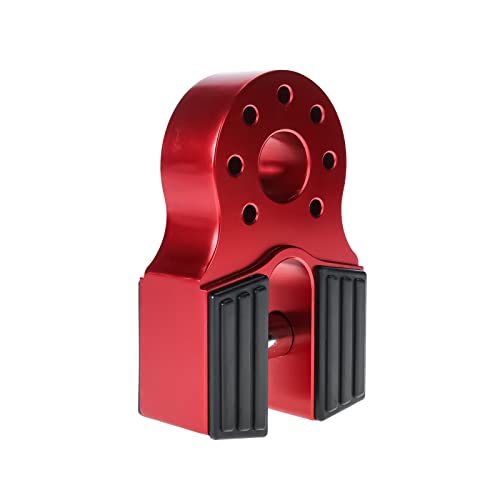 BTSHUB Winch Shackle, Flat Towing Hook Mount with Iron Pin & Rubber Guard, Universal Fit for Tow Haul Truck, ATV UTV Winch Lines Winch Hook(Red)
