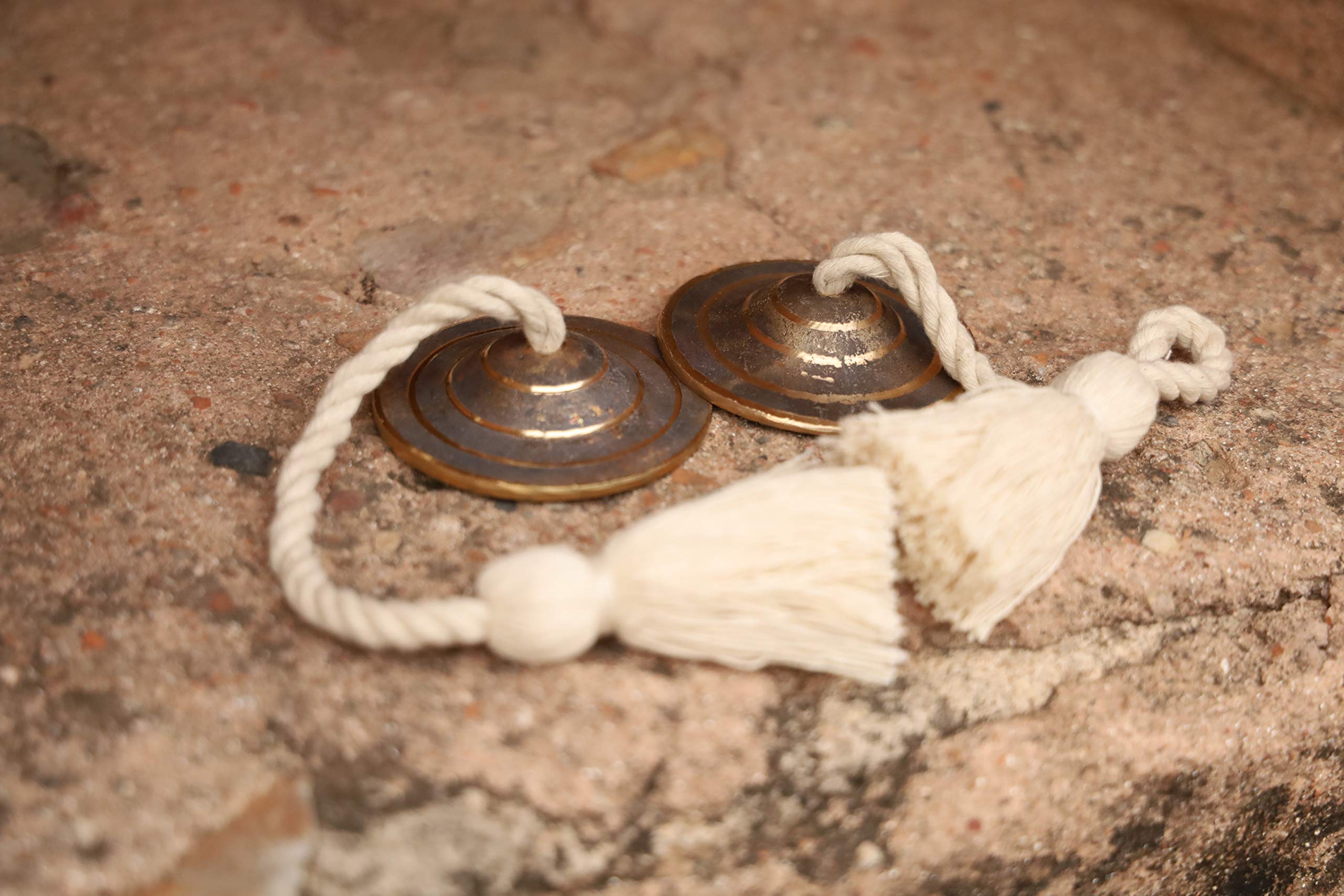Handmade Pure Bronze (Kansa) Manjeera Cymbal Hand Percussion Indian Musical Instrument 1 Pair (3 INCH)