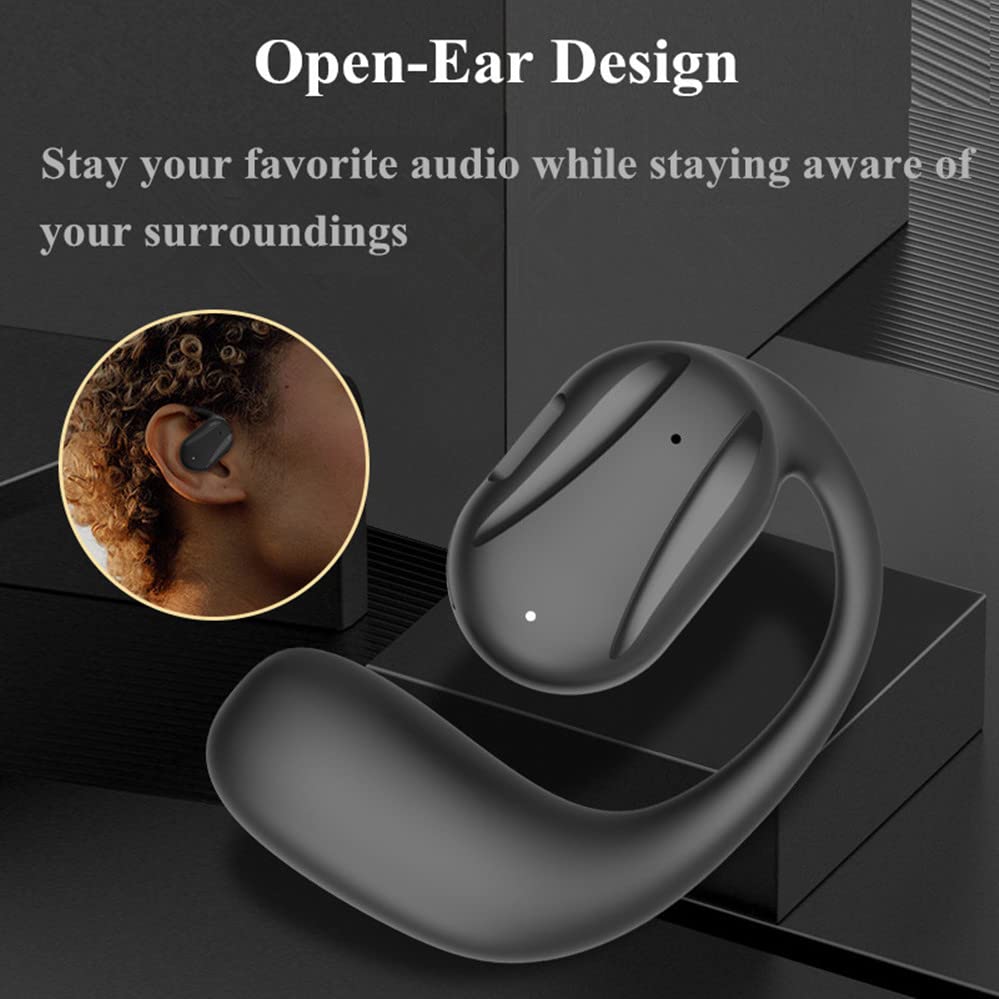 BQXX Open Ear Bluetooth Headphone Single on Ear Bluetooth Headset Wireless Earpiece with earhook Sport Business Earphone Up to 15 Hours Talk Time Left Earphone