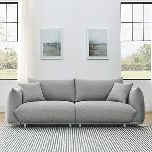 CEOTHA 90.5'' Modern Couch for Living Room Sofa,Solid Wood Frame and Stable Metal Legs, 2 Pillows, for Bedrooms Easy to Assemble Wooden Noise Free Platform Bed Suitable