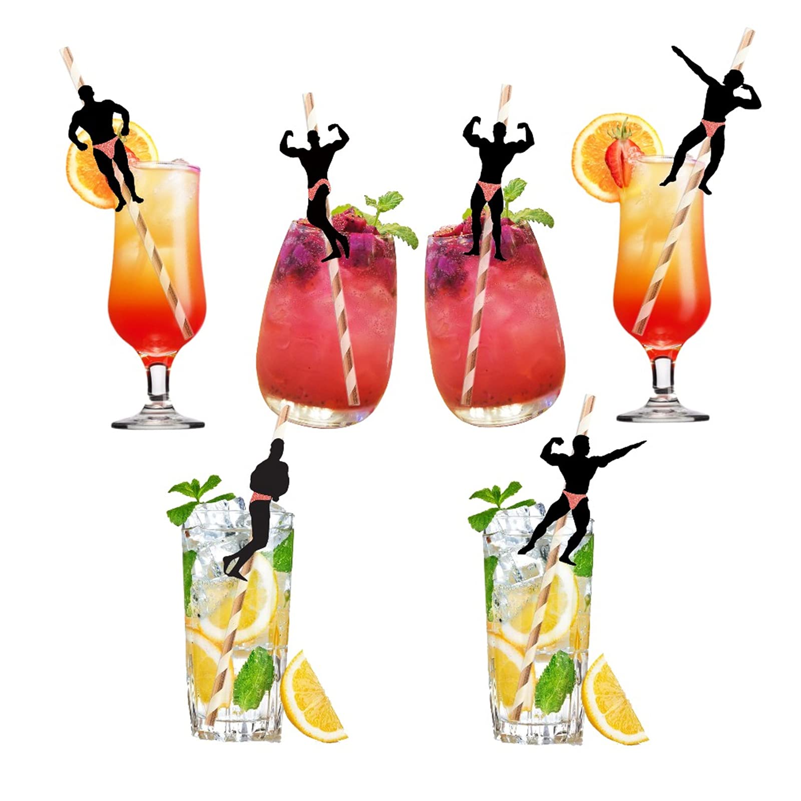 Bachelorette Naughty Straws, Stripper Pole Dancer Straw,24pcs Bachelorette Party Naughty Nye Paper Straw for Hens Girls Night Adults,Dancing MEN Confetti Thick Straws Ladies Bridal Shower Decoration