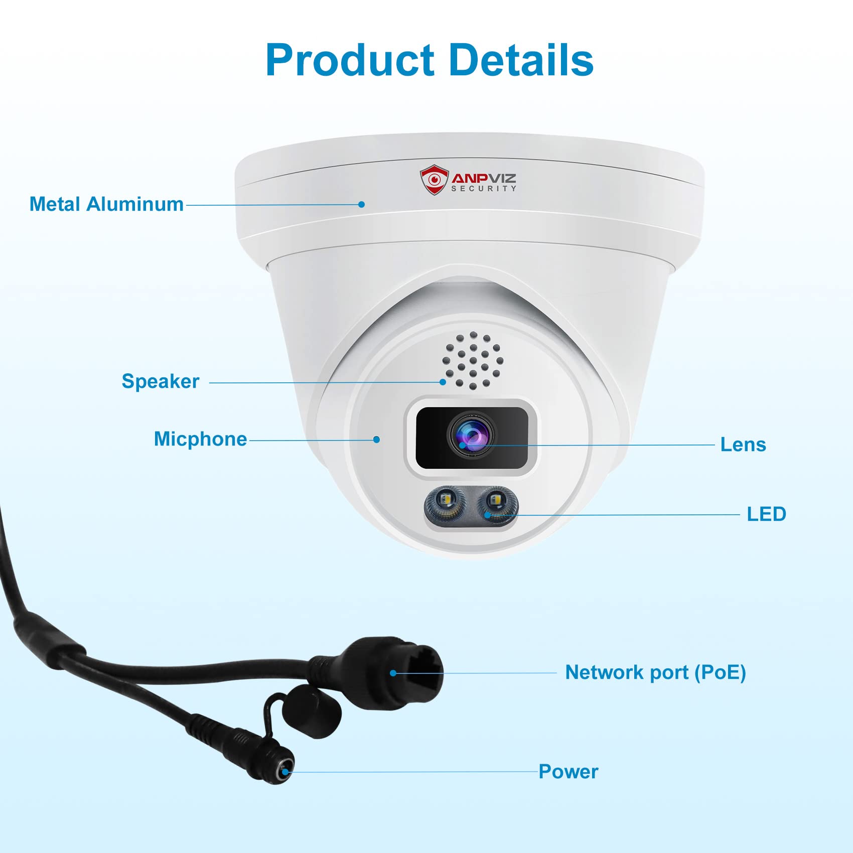 Anpviz 6MP POE Camera, UltraHD IP Camera with Mic& Speaker, Smart Color Night Vision Security Turret Camera for Day& Night, AI Human& Vehicle Detection Dome Camera with 2.8mm Lens, MicroSD(U Series)