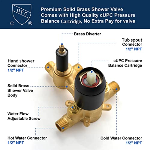 Bathtub Faucet Set with Handheld Sprayer Tub Filler Faucets with Rough-in Valve Trim Kit Wall Mount Tub Faucets Matte Black