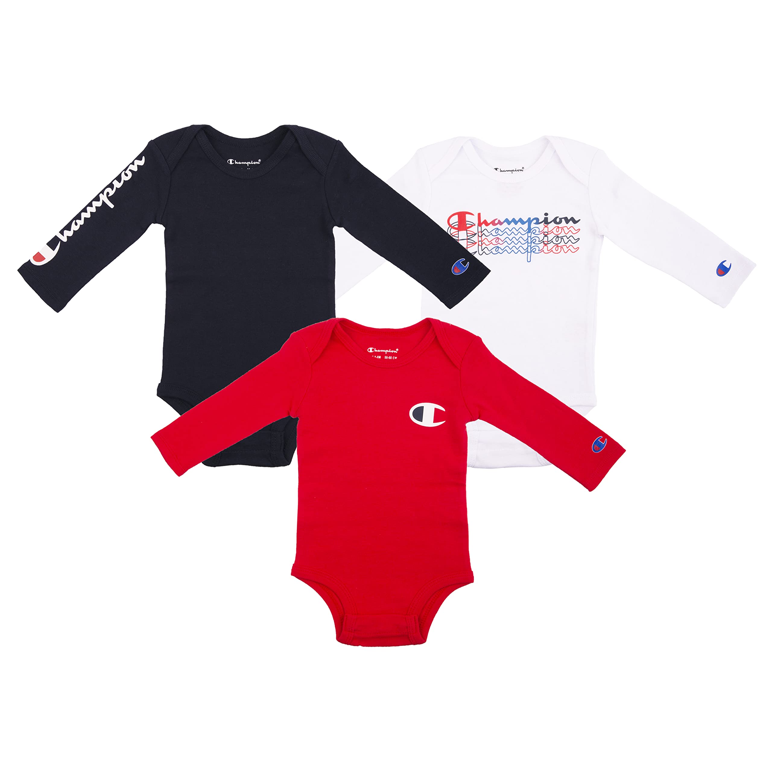 Champion baby girls Champion Unisex 3pk 5pk Short Sleeve Or Long Sleeve Infant Body Suit in Multiple Colors, Si and Toddler T Shirt Set, Blue, 0-6 US