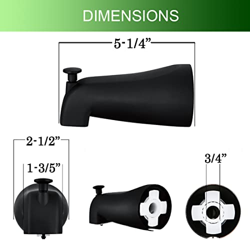 Bathtub Faucets Bath Tub Tube Spout Spicket Slip FIT Wall Mount Bathroom Faucet with Pull Up Diverter Matte Black
