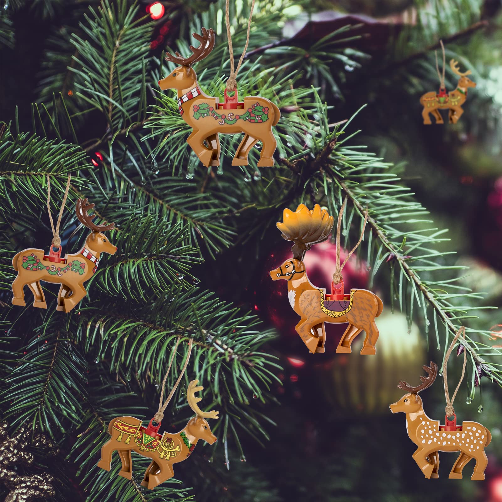 Sawaruita Christmas Reindeer Figures Animals Building Blocks Model Brick Set Accessories Decorations, Christmas Tree Ornaments Toys Compatible with Major Brand