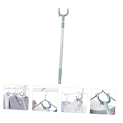 Cabilock retractable clothes rail garment pole retractable clothes pole retractable clothesline rod reach pole stainless steel hooks Home Clothes Rod Aluminum Rod Handle spring wardrobe rod