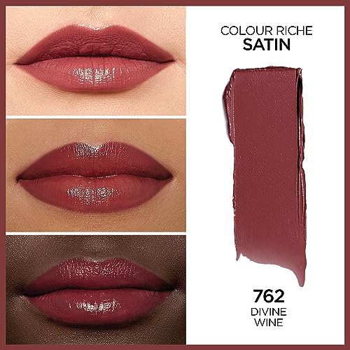 L’Oréal Paris Colour Riche Original Creamy, Hydrating Satin Lipstick with Argan Oil and Vitamin E, Divine Wine , 1 Count