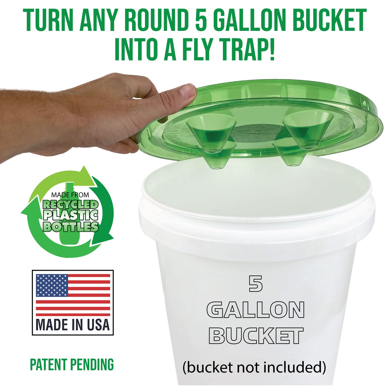 Billy-Bob Fly-Lid 5 Gallon Bucket Fly Lid (2 Pack) Turn Any 5 Gallon Bucket into a Fly Trap!