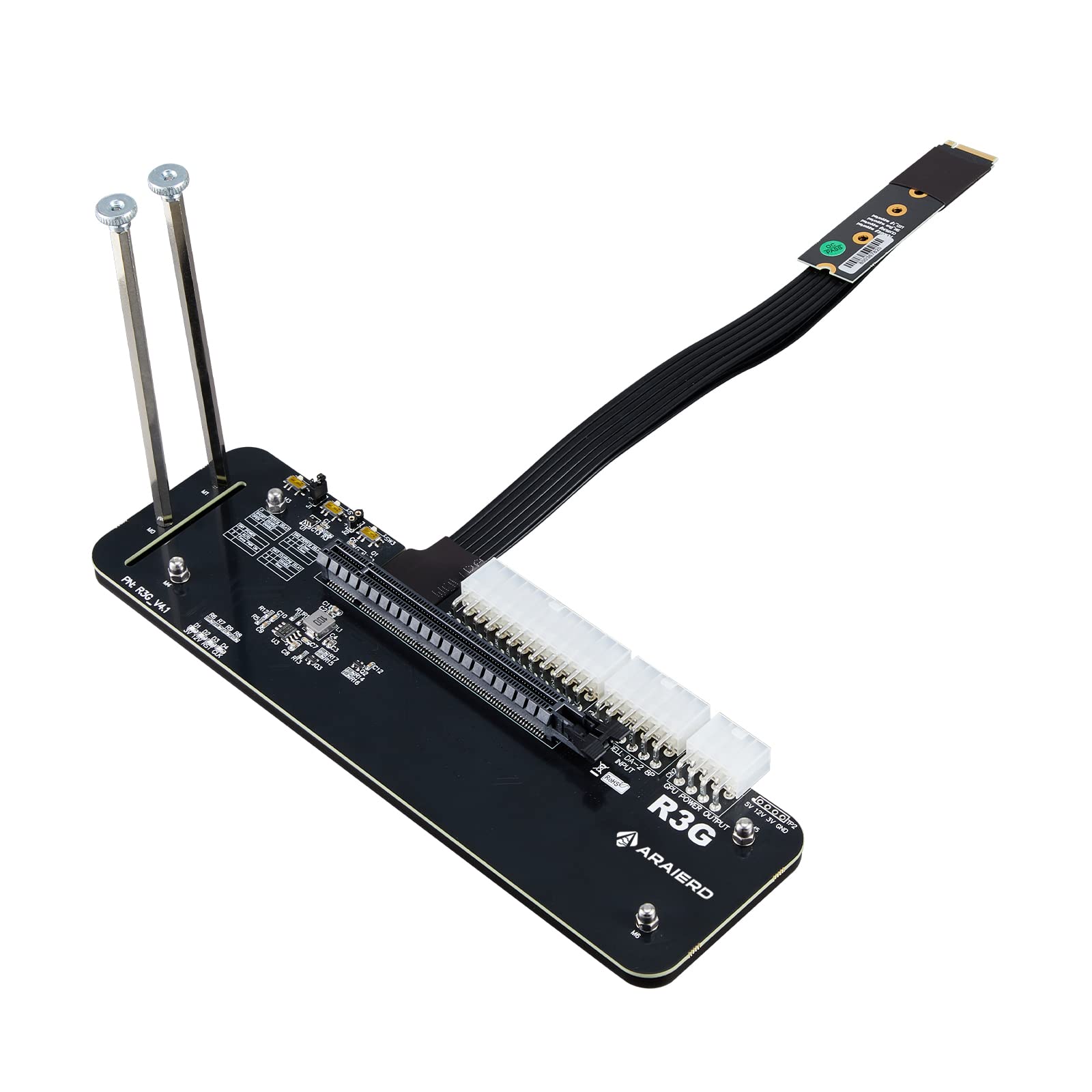 ARAIERD Vertical External Graphics Card Support Bracket with M.2 NVME M-Key Motherboard Cable (10 inch) 64Gbs PCIe 4.0 x16 to NVMe M.2 eGPU Adapter Mount for PC ITX/STX/NUC/VEGA64/GTX1080ti