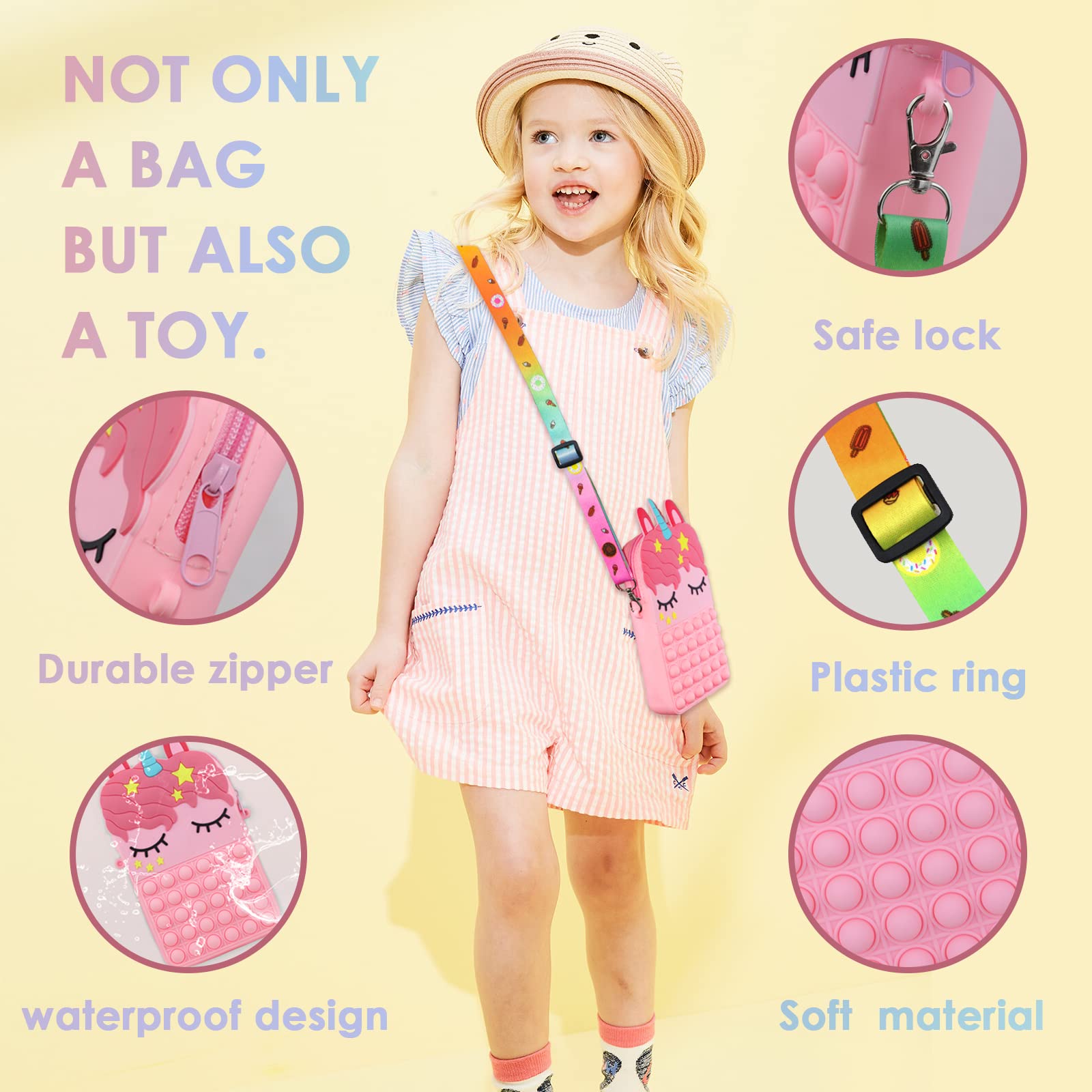 Pop Purse Crossbody Bag for Girls and Women Fidget Toys Pop Purse Pop Shoulder Bag