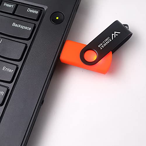 XINWAY 8GB USB 2.0 Flash Drives Thumb Drive Memory Stick, (5 Pack 8GB Five Colors: Black White Blue Green Orange)
