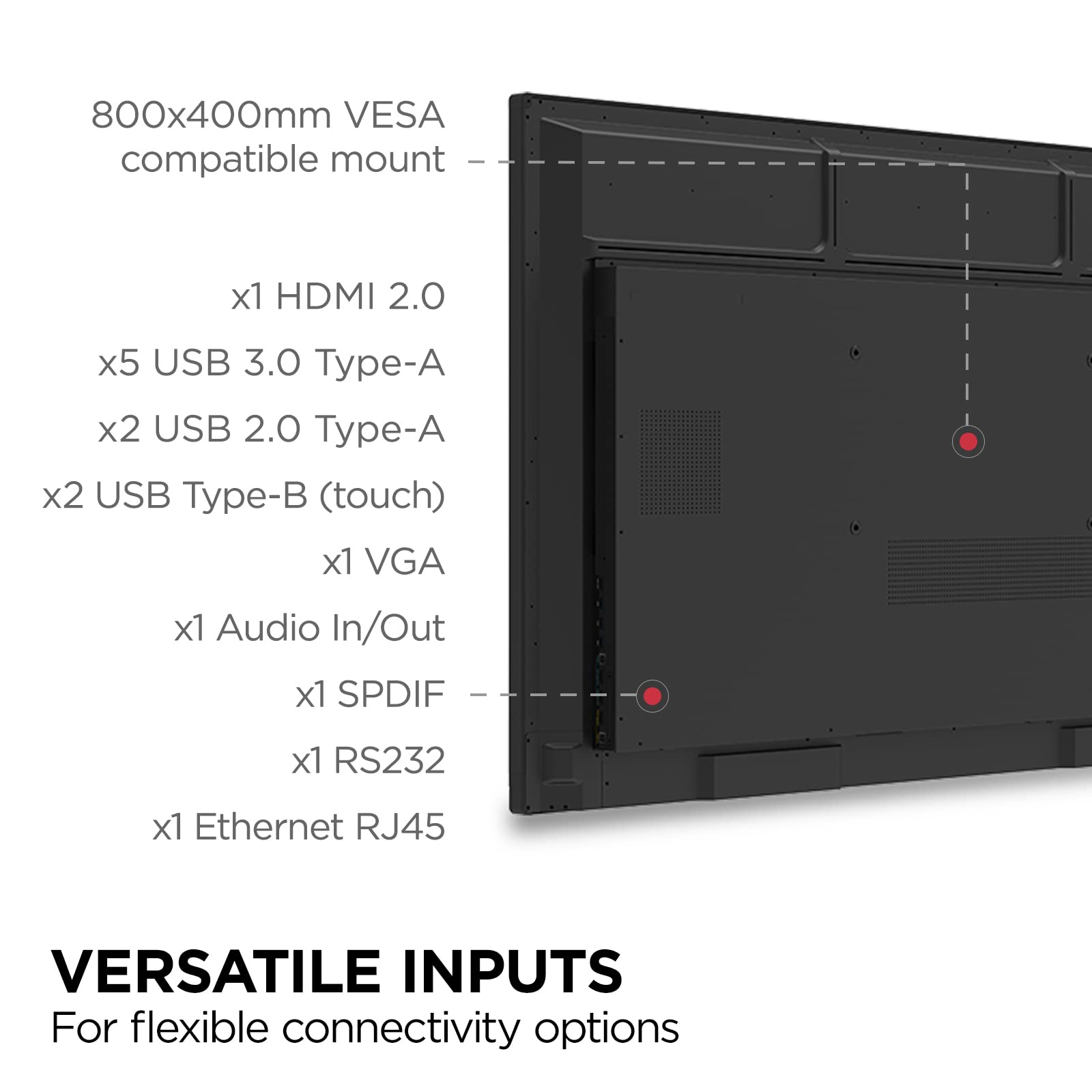 ViewSonic IFP7550 75" 2160p 4K Interactive Display, 20-Point Touch, VGA, Display-Port, HDMI