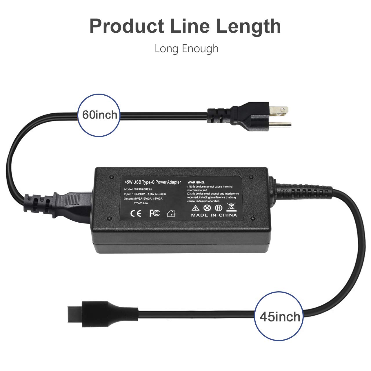Chromebook Charger USB C,45W Type C Laptop Charger Compatible with HP Chromebook 11 11A 13 14 14A G5 X360 14-ca061dx 14-ca020nr 14-ca060nr 14-ca043cl 14-ca052wm 14-ca051wm Power Supply