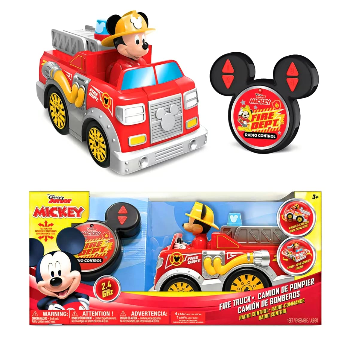 Disney Junior Mickey's 5.5" Full-Function Remote Control Firetruck, R/C Vehicle, Children Ages 3 Years and up