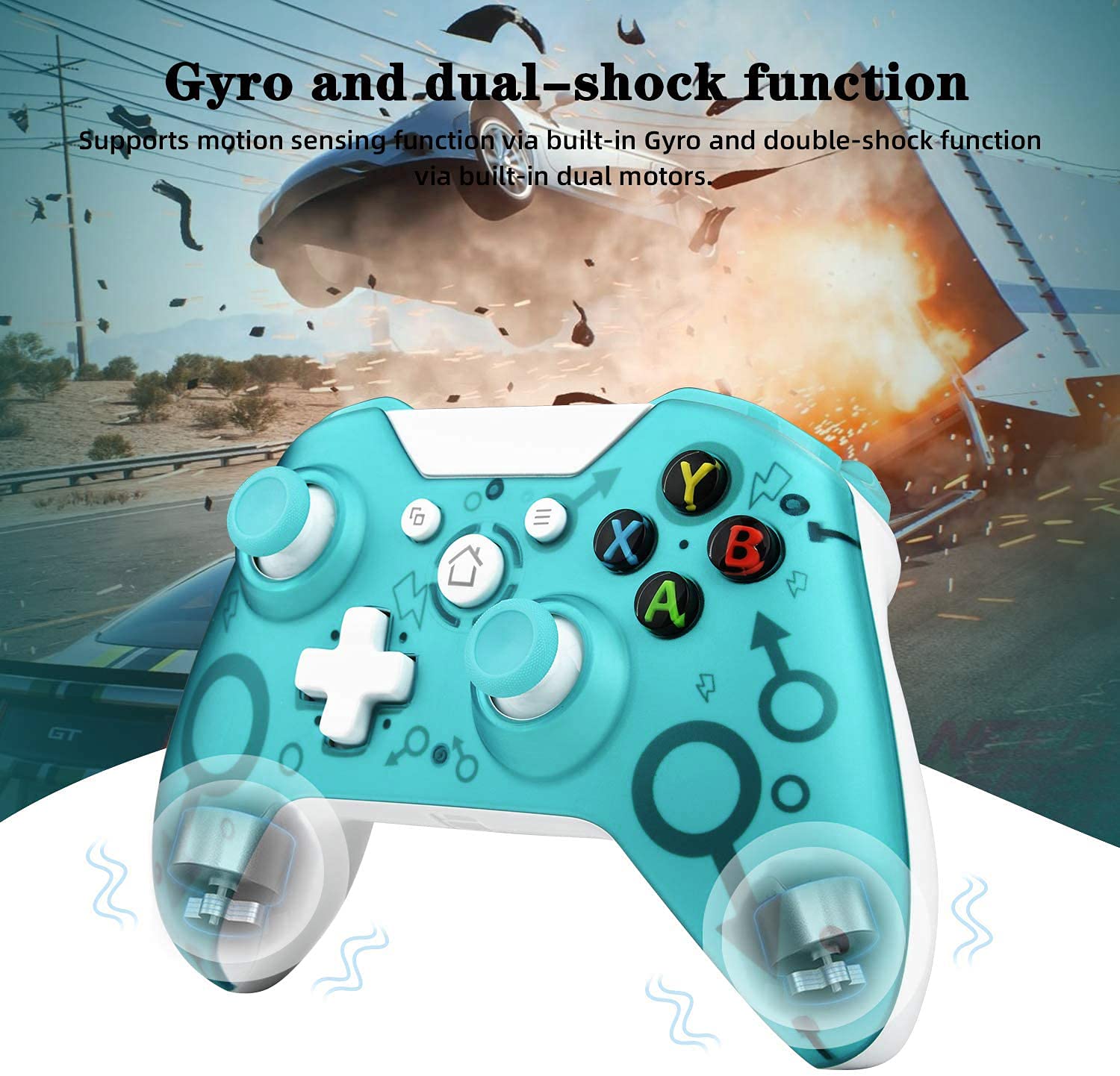 HanSY Wireless Controller for Xbox One, Fit for Xbox Series X/S/Xbox One S/One X/PS3 /One Elite/Windows 7/8/10,Wireless PC Gamepad with 2.4GHZ Wireless Adapter-No Headphone Jack