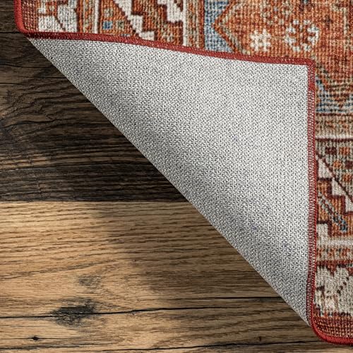 nuLOOM 5' x 8' SpinClean Machine Washable Stain-Resistant Area Rug Low Profile for Living Room, Bedroom, and Dining Room, Ashen Rust