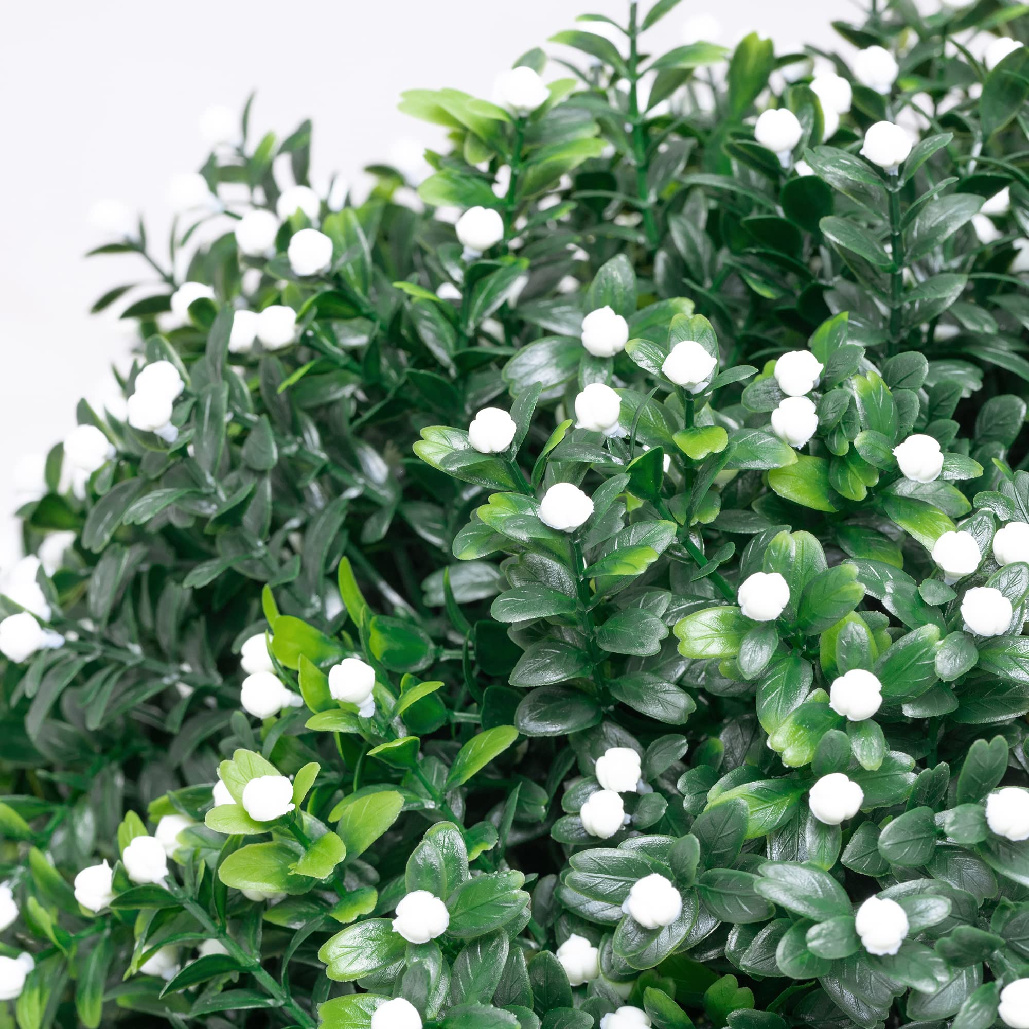 Two 20''T Artificial Boxwood Topiary Ball Trees Fake Bushes Shrubs UV Resistant Potted Plants Artificial Flower Buds Trees for Indoor Outdoor Home Garden