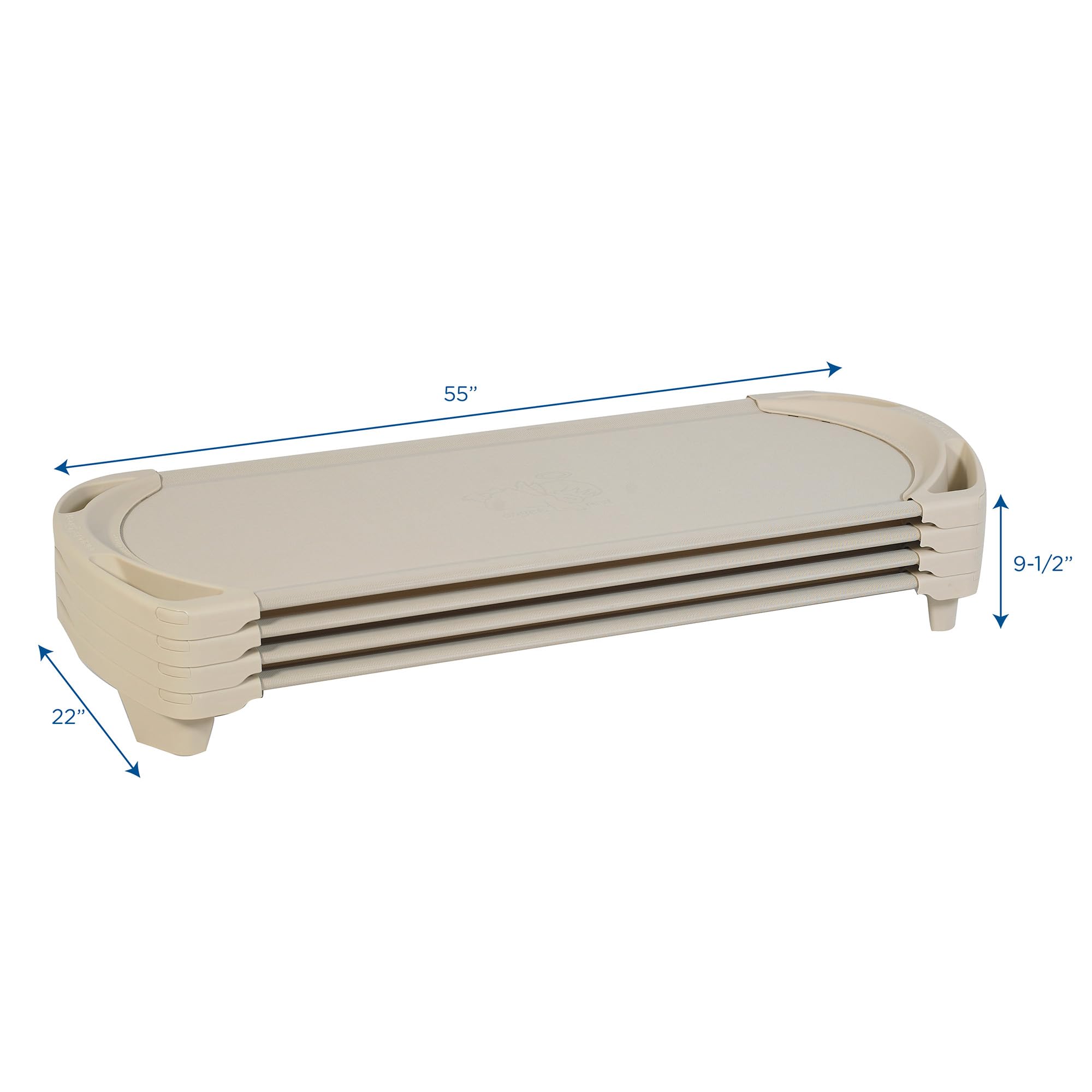 Angeles SpaceLine Nap Cots, Kids Daycare and Preschool Sleeping Cot, Standard Size, Set of 4, Sand