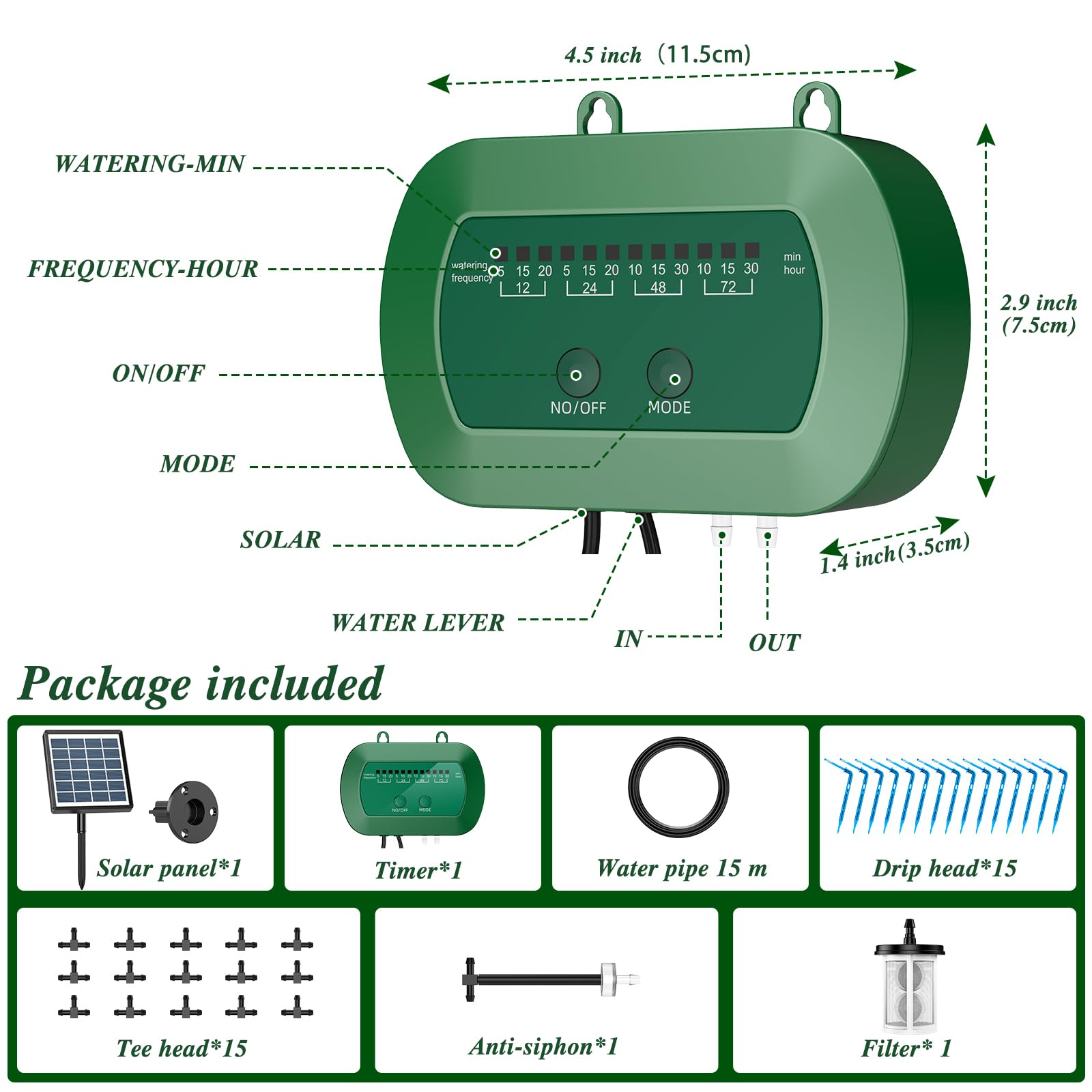 AnseTo Solar Irrigation System for Garden Watering System, 2023 Latest Drip Irrigation Kit for Potted Plants, Supported Automatic Watering System for The Balcony, The Plant Bed and The Green House