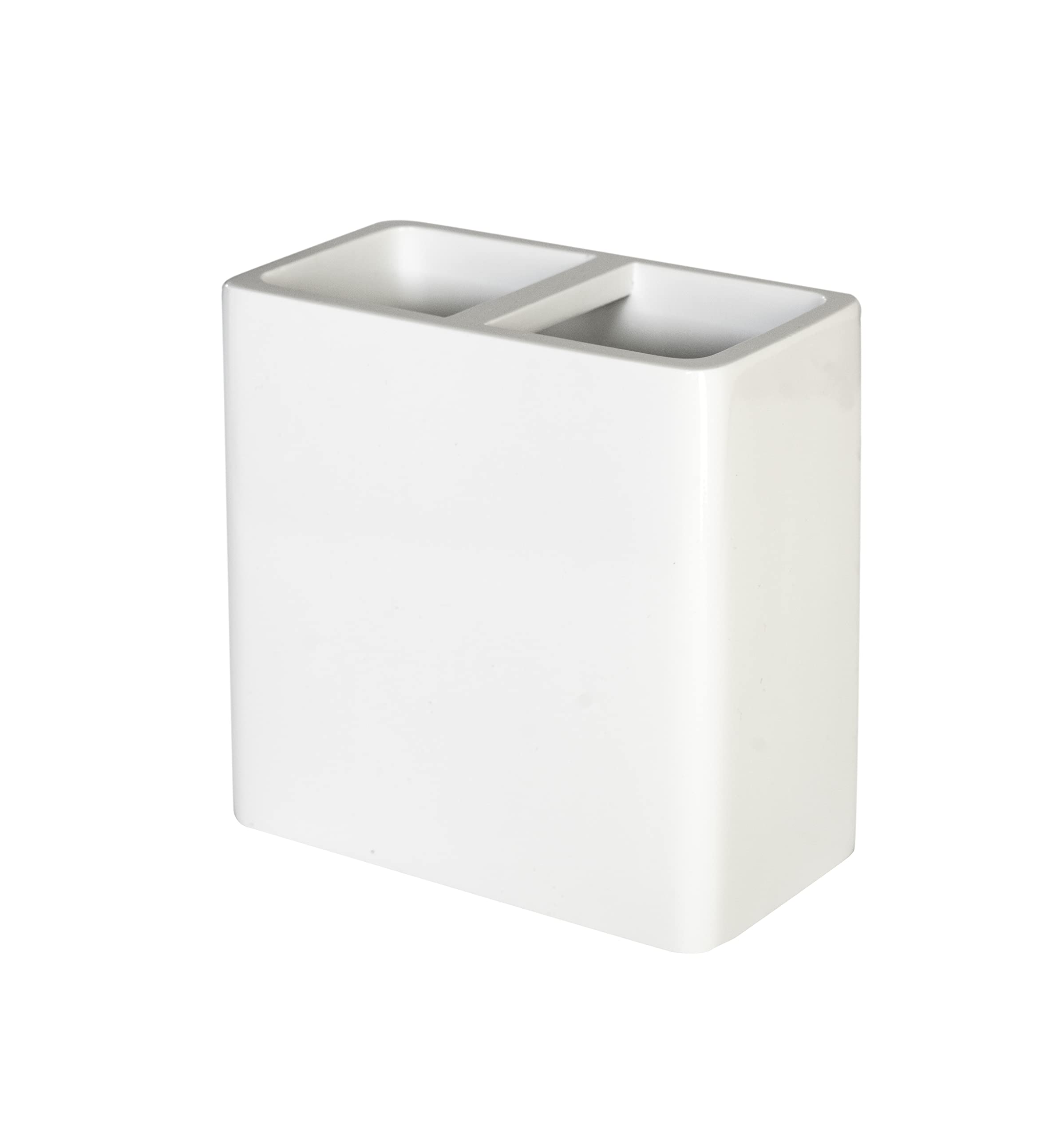 bUnusual Resin White High Gloss Toothbrush Holder - Multifunctional Toothbrush Organizer for Toothbrush, Toothpaste, Floss, or Razor - Heavy Duty Hand Poured