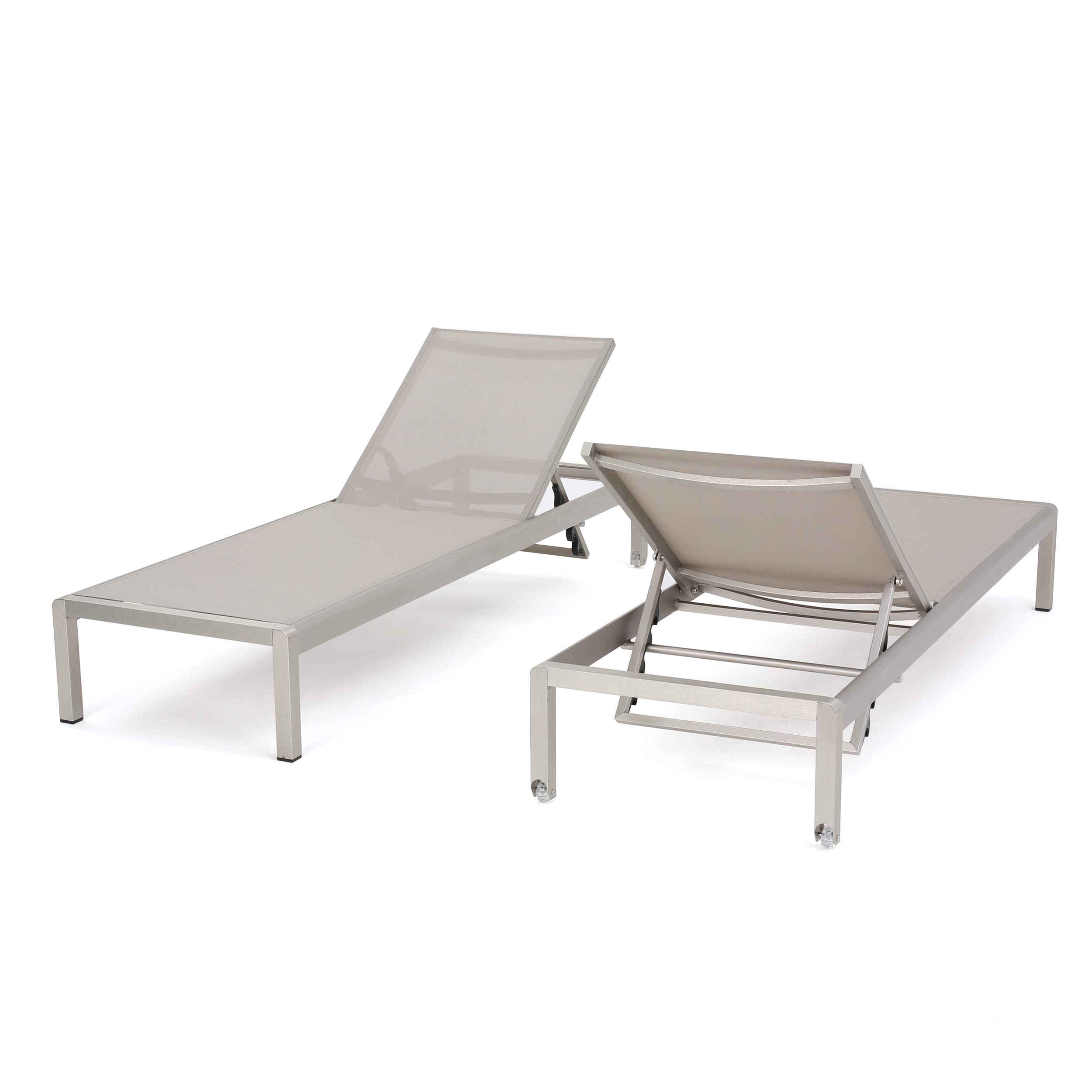 Christopher Knight Home Cape Coral Gray Outdoor Mesh Chaise Lounges, 2-Pcs Set, Gray