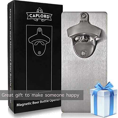 Beer Bottle Opener Wall Mounted with Magnetic Cap Catcher Wall Mount Bottle opener Magnet | Beer gifts for men | Father's day | Man cave decor accessories | Dad Birthday Gift