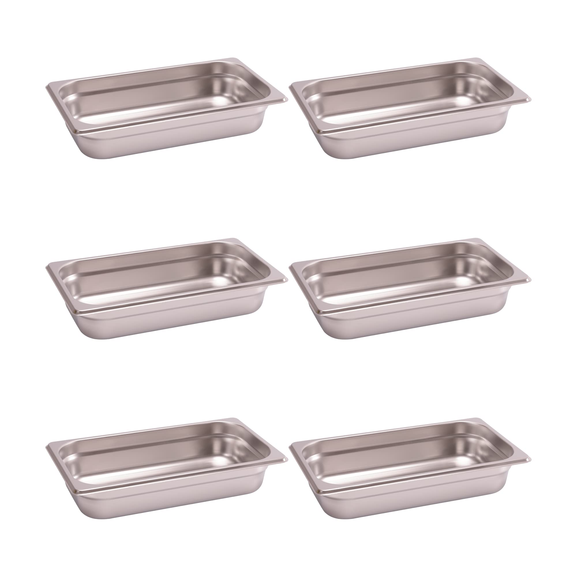 BIEAMA 6-Pack Hotel Pans with Lid, 1/4 Size 2.6" Deep, NSF, Catering Food Pan, Commercial Stainless Steel Pan with Cover