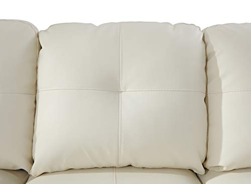 Beverly Fine Funiture Tinata Right Facing Faux Leather Sectional Sofa, Cream White