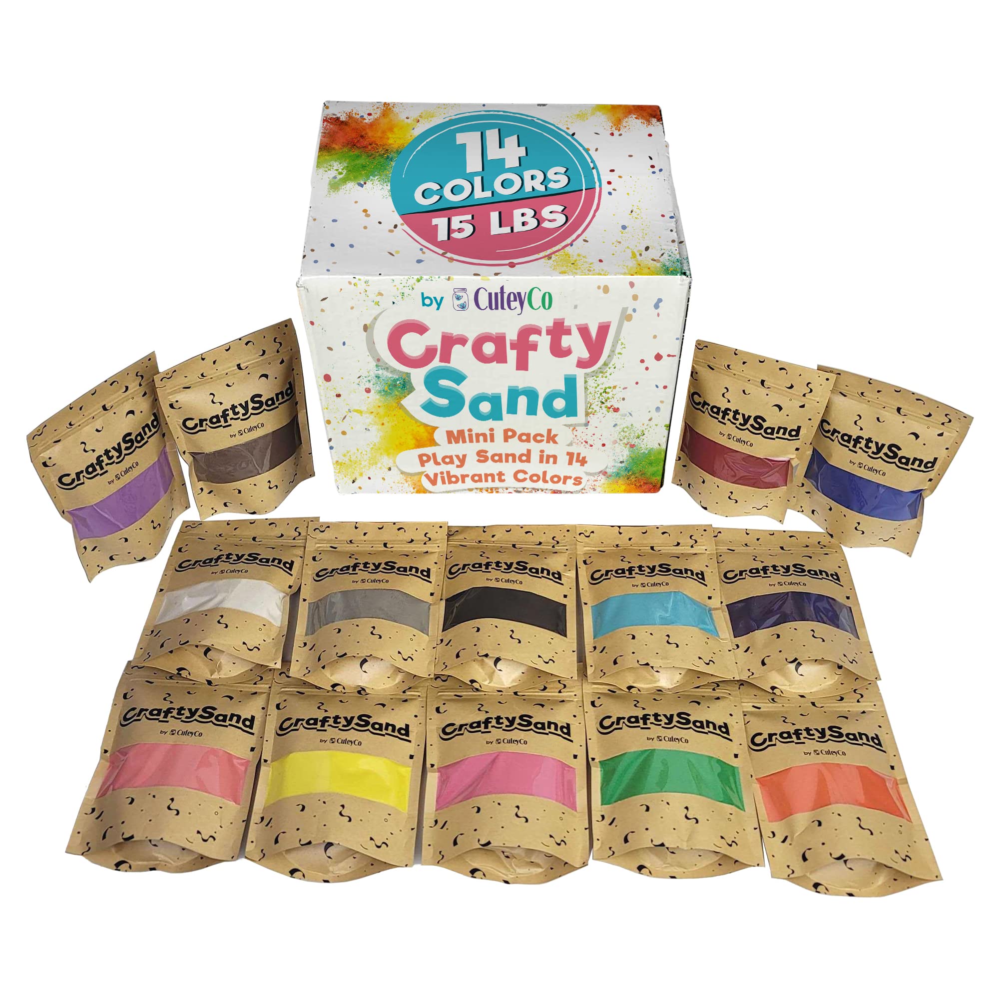 CuteyCo Crafty Sand Pack - 3 Colors: 3 lbs of Vibrant Craft Sand & Play Sand: Red, White, and Blue