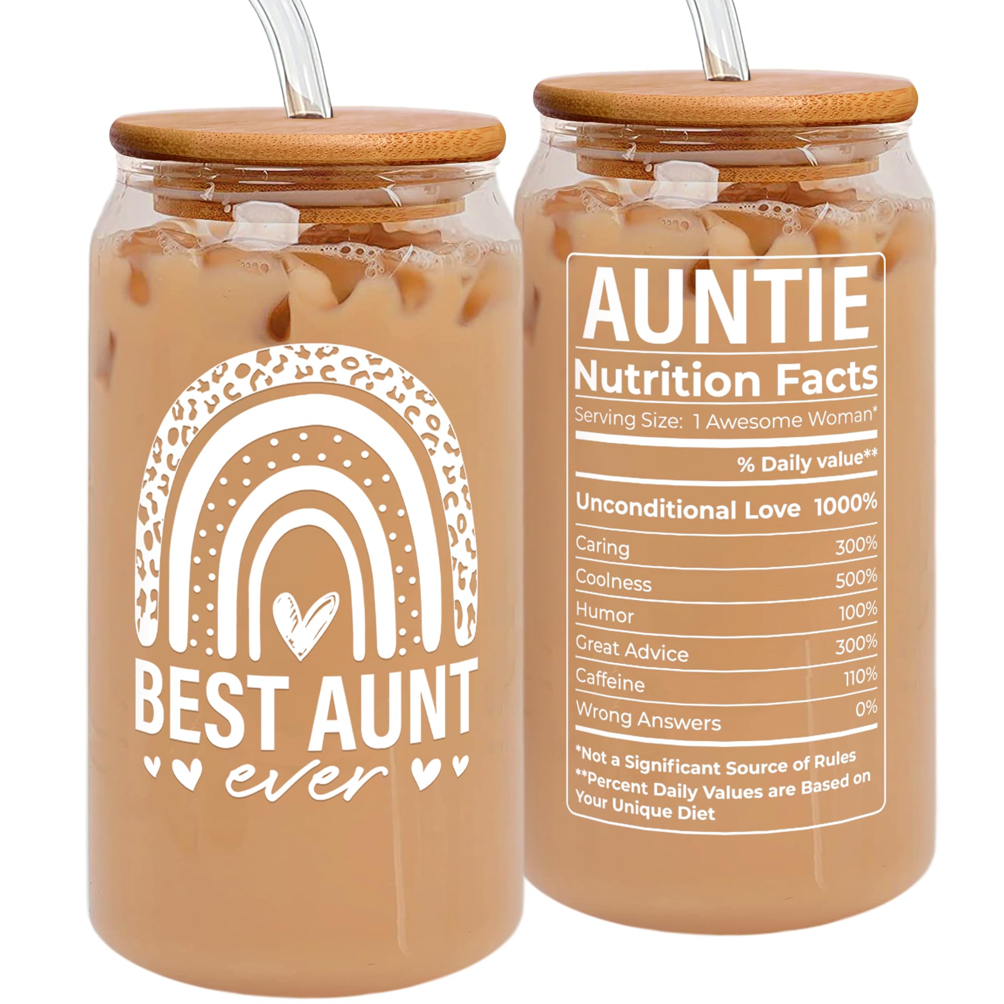 Aunt Gifts - Aunt Gifts from Niece, Nephew - Gifts for Aunt, Auntie Gifts - Aunt Birthday Gift, Mothers Day Gifts for Aunt, Aunt Valentine Gifts - Gifts for New Aunt, To Be Aunt - 16 Oz Can Glass