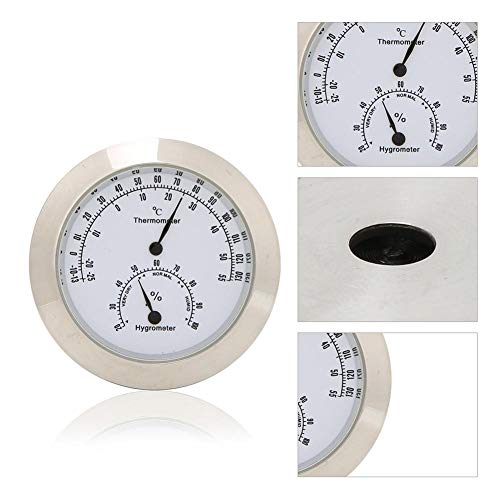 Guitar Case Hygrometer,Hygrometer Thermometer for Humidor Violin,Round Alloy Digital Thermometer Hygrometer Humidity Temperature Meter for Violin Guitar Case for Indoor and Outdoor(Silver)