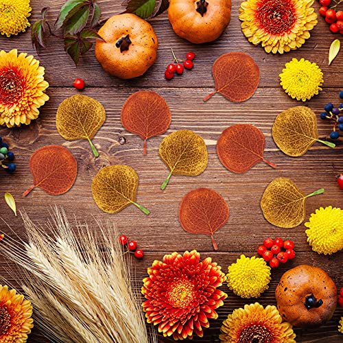 WILLBOND 400 Pieces Eucalyptus Leaves Artificial Eucalyptus Petals Fake Leaves for DIY Wedding Bouquet Party Garden Cake Table Decoration (Rusty Red and Fall Coffee)