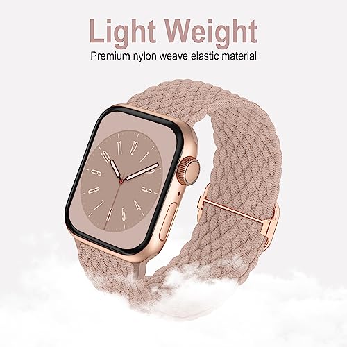 Braided Solo Loop Compatible with Apple Watch Band 38mm 40mm 41mm Women Men, Adjustable Stretchy Bands Elastic Sport Wristbands for iWatch Series 9 8 7 6 5 4 3 2 1 SE