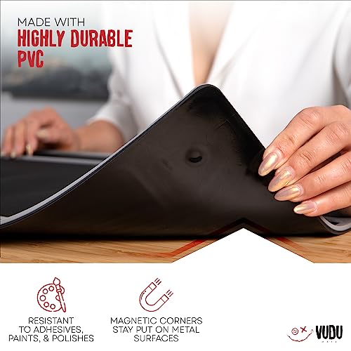 VUDU Magnetic Mat - Multi-Purpose PVC Hobby Mat with Magnetic Corners, Crafting Work Surface for Radio Control Hobbies, Model Making, Jewelry Making, Wood working, and more (Large)