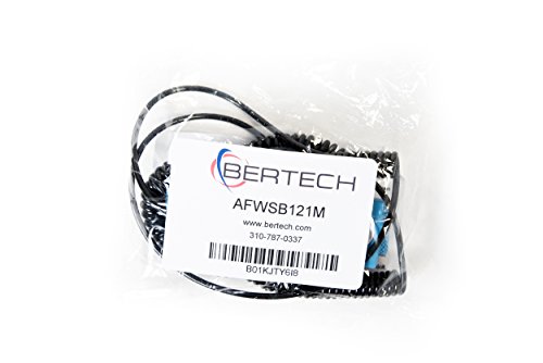 Bertech ESD Anti-Static Fabric Adjustable Wrist Strap with 12' Cord, 1 Megohm Resistor, 4 mm Snap, Blue