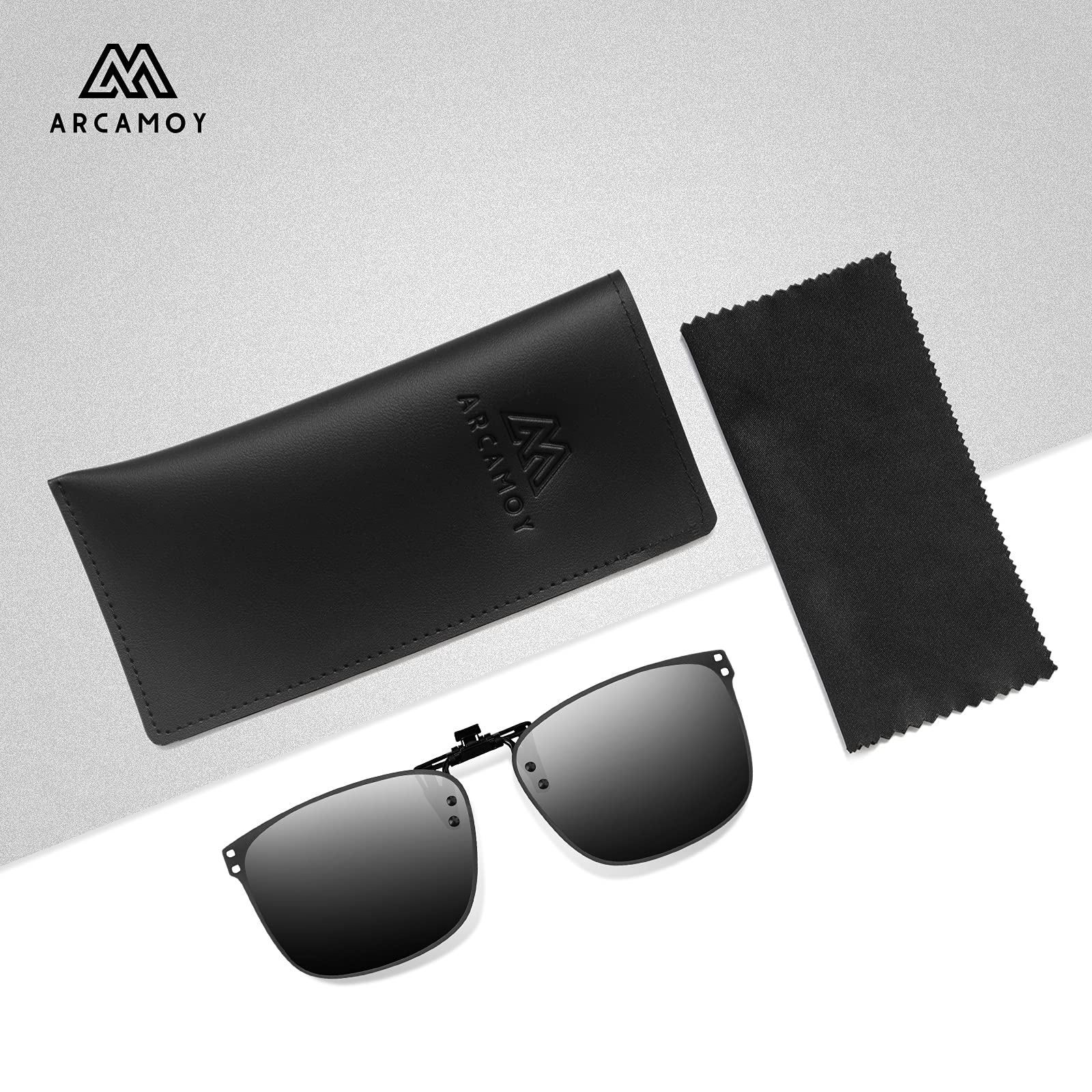 ARCAMOY Clip on Sunglasses Over Prescription Glasses Polarized Anti Glare Flip Up UV Protection Glasses For Men Women (Black)