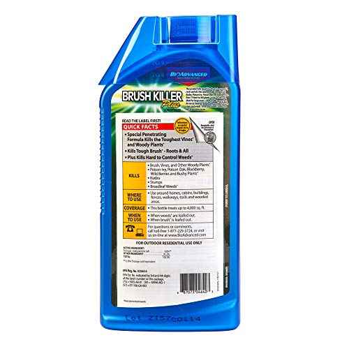 BioAdvanced Brush Killer Plus, Concentrate, 32 oz β Kills Tough Brush Roots & All, Kills Poison Ivy