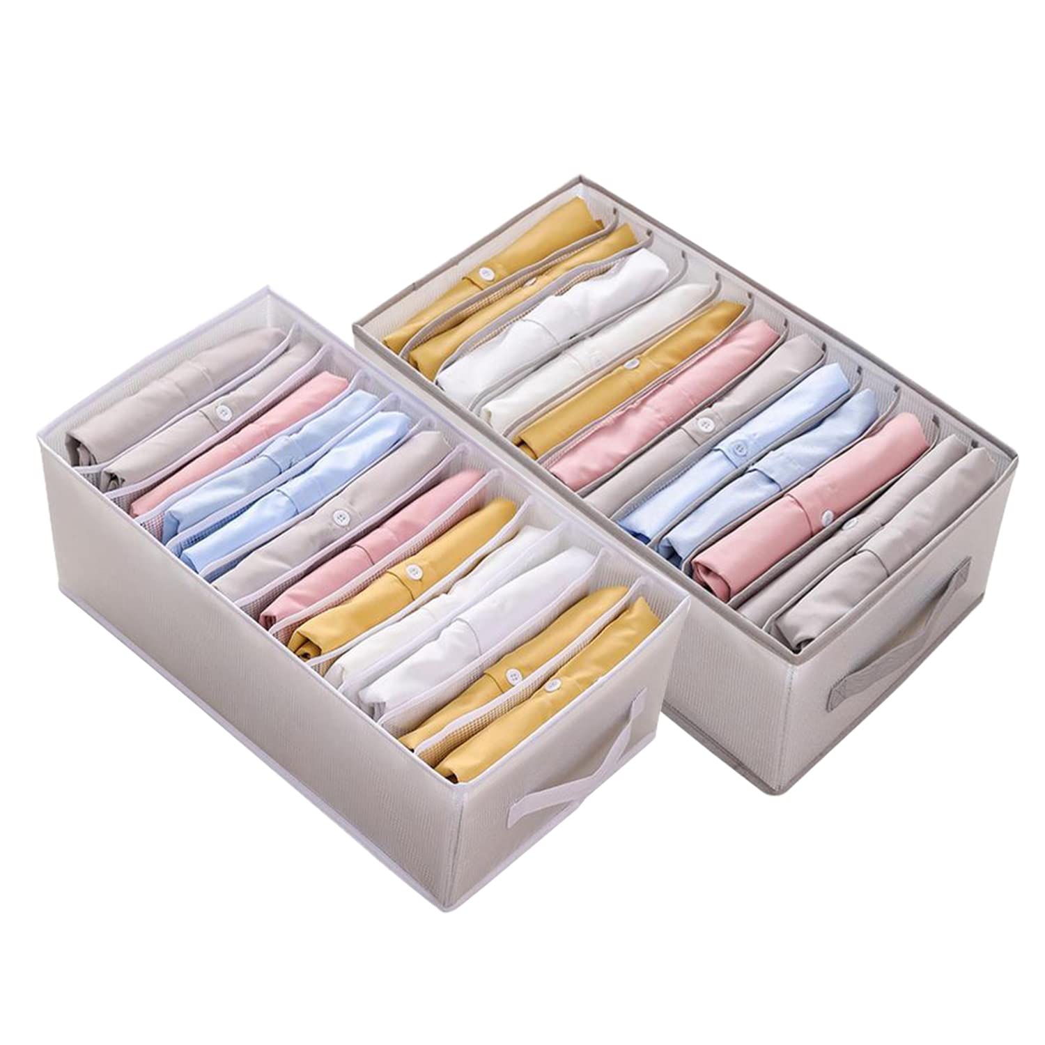 CHVOVUNY 2Pcs Wardrobe Clothes Organizer 12 Grids Washable Portable Closet Organizer Mesh Separation Storage Box Foldable Closet Drawer Organizer For Underwear,Socks,Scarves,Leggings,T-Shirts,Jeans