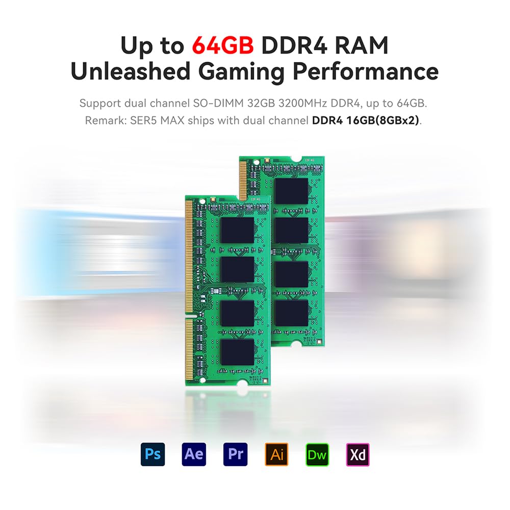 Beelink SER5 MAX Mini PC, AMD Ryzen 7 5800H(up to 4.4GHz) 8C/16T, Mini Computer 32GB DDR4 RAM 500GB NVMe SSD, Mini Desktop Computer 4K@60Hz Triple Display HDMI&DP&USB-C WiFi6/BT5.2/WOL/HTPC/W-11 Pro