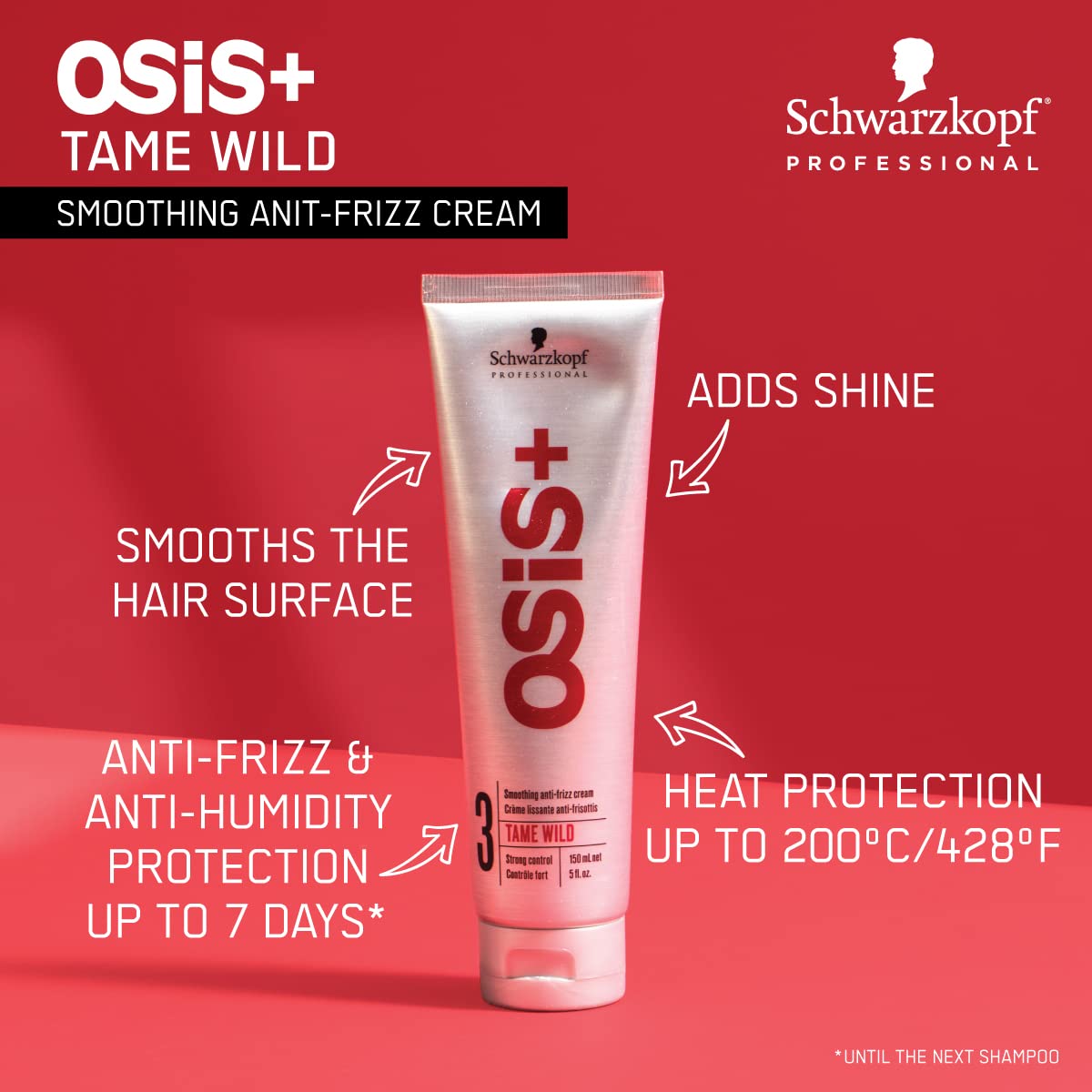 OSiS+ Tame Wild – Smoothing Anti-Frizz Cream - Strong Control and Long-Lasting Anti-Humidity Effect – Styling Product for Heat Protection, Surface Smoothness and Shine, 5 oz