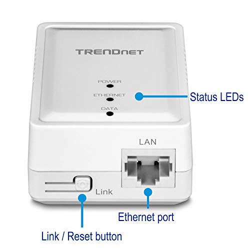TRENDnet Powerline 500 AV Nano Adapter, TPL-406E, Includes 1 x TPL-406E Adapter, Cross Compatible with Powerline 600/500/200,Windows 10, 8.1, 8, 7, Vista, XP, Ethernet Port, Plug & Play Install White