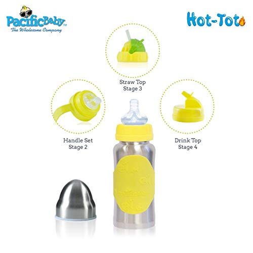 Pacific Baby Hot-Tot Insulated Stainless Steel Infant Baby Eco Feeding Bottle Anti-Colic Nipple 7 Ounce